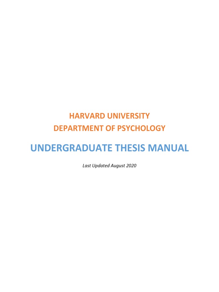 Undergraduate Thesis Manual (August 2020) | PDF | Thesis ...