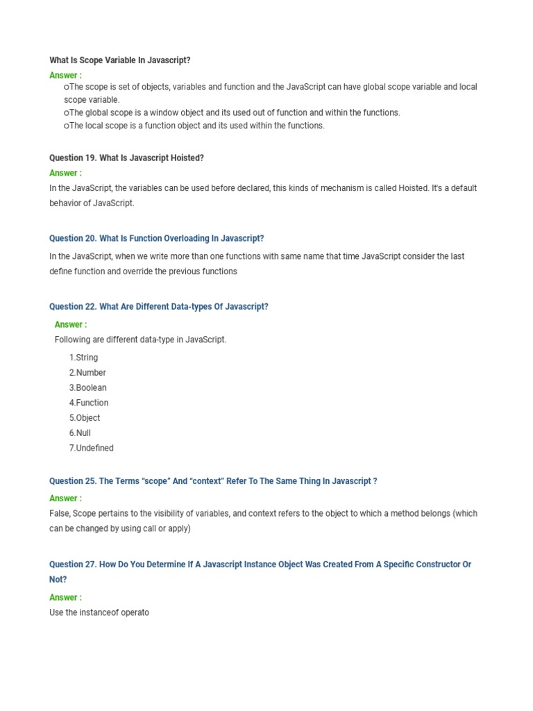 Answer:: What Is Scope Variable in Javascript? | Download Free PDF | Scope (Computer Science ...
