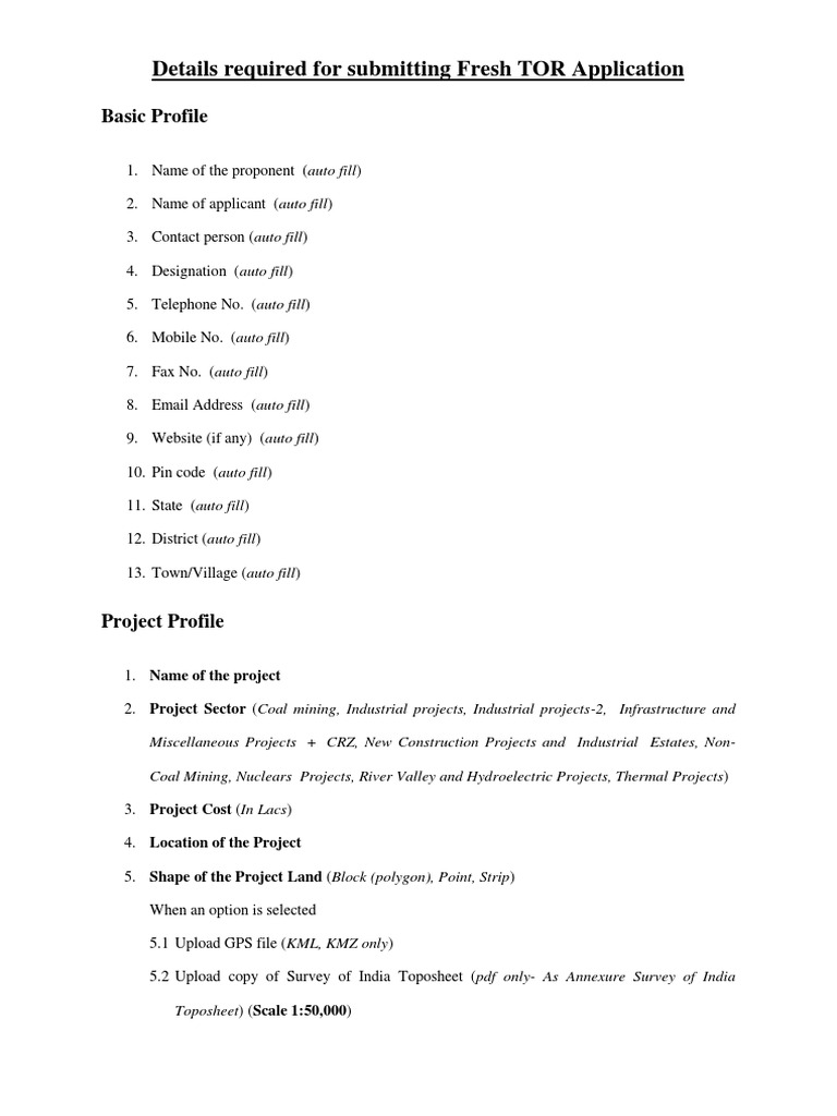 TOR Application (FORM-1) | PDF | Exhaust Gas | Water Pollution