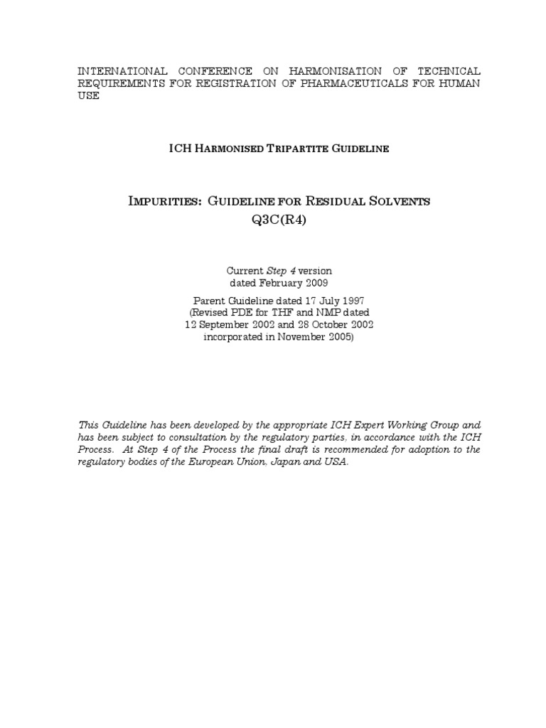 Ich Q3C (R4) | PDF | Solvent | Chemical Compounds