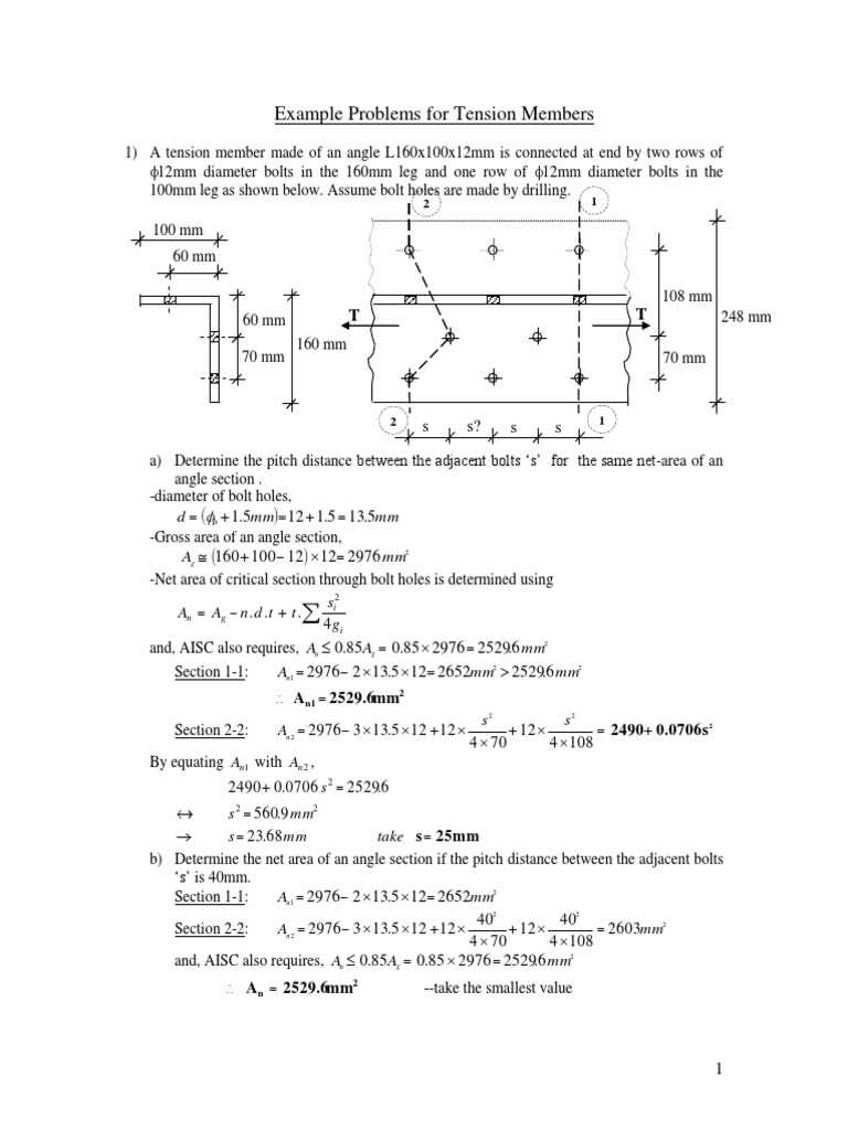 Example Problems For Tension Members Steel | PDF | Screw | Mechanical ...