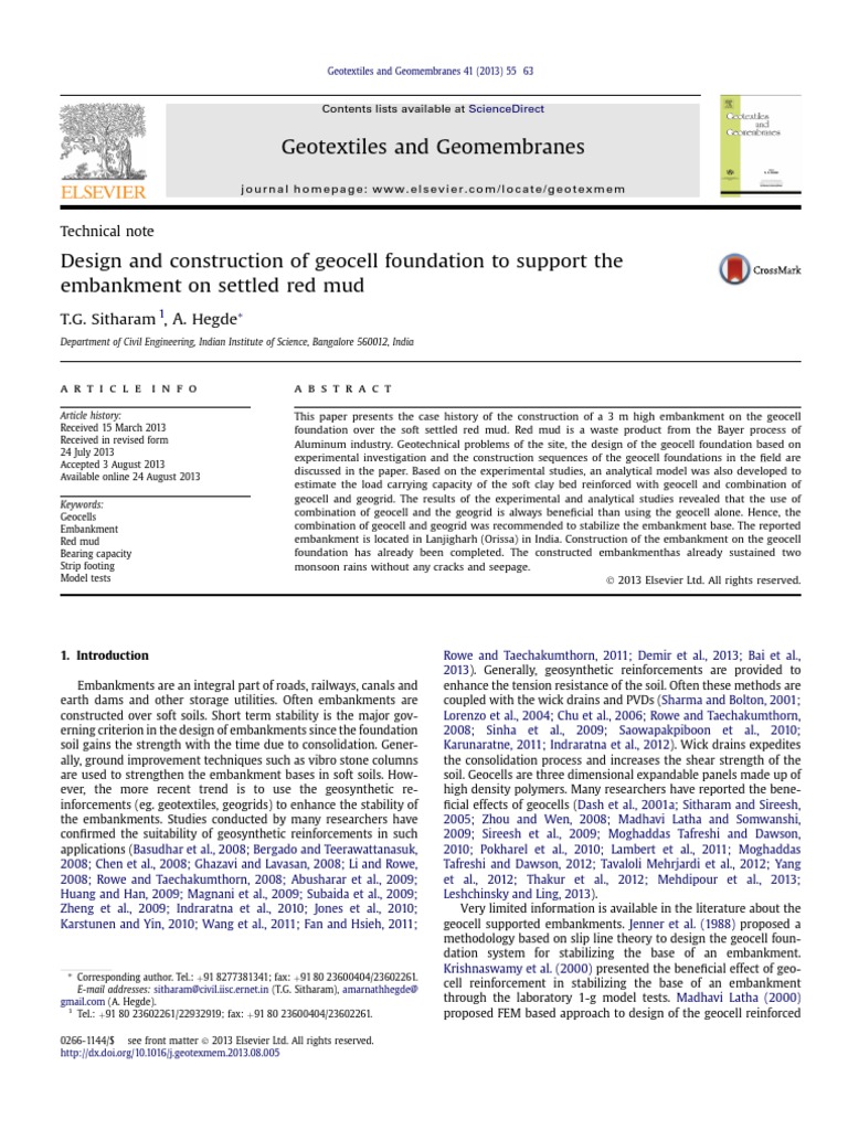 Geocell Foundation for Red Mud Embankment | PDF | Strength Of Materials ...