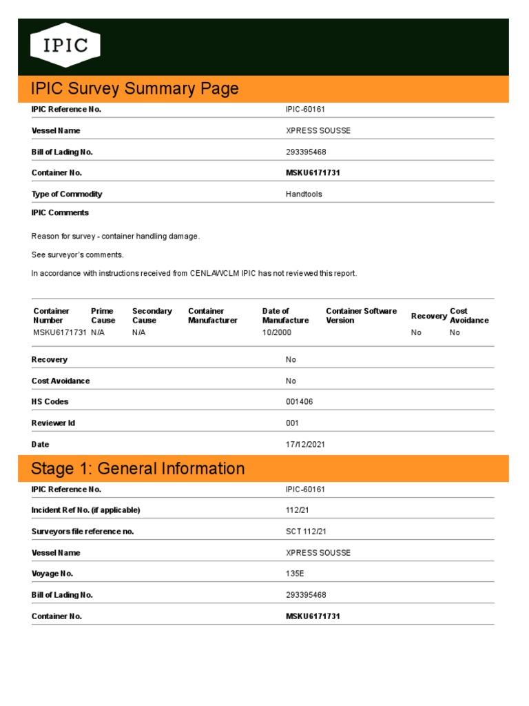 Survey Report | PDF | Cargo | Packaging And Labeling