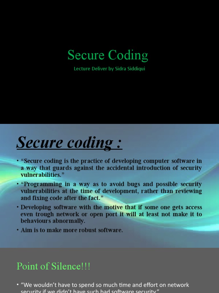 Secure Coding: Lecture Deliver by Sidra Siddiqui | PDF | String ...
