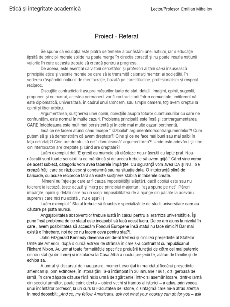 Lucrare Etica Si Integritate | PDF