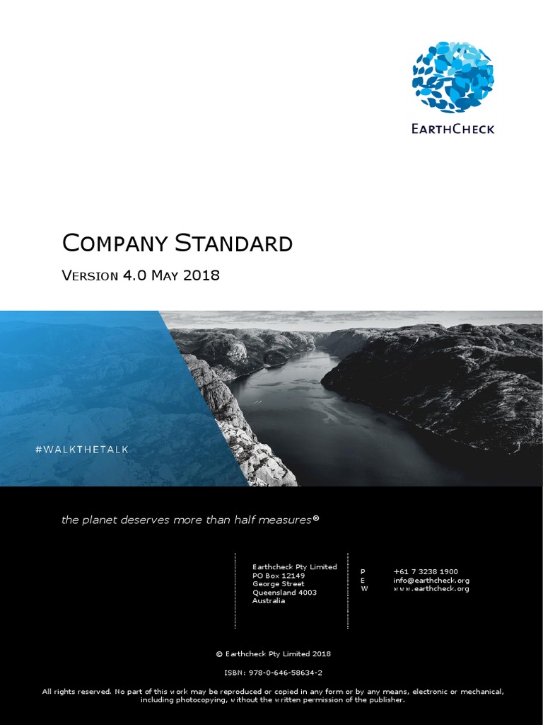 Earthcheck Company Standard Eng | PDF | Sustainability | Efficient ...