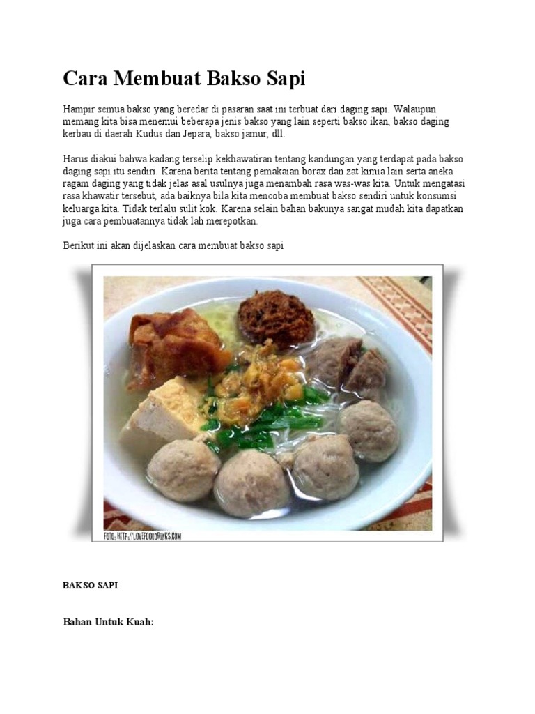 Cara Membuat Bakso Sapi | PDF