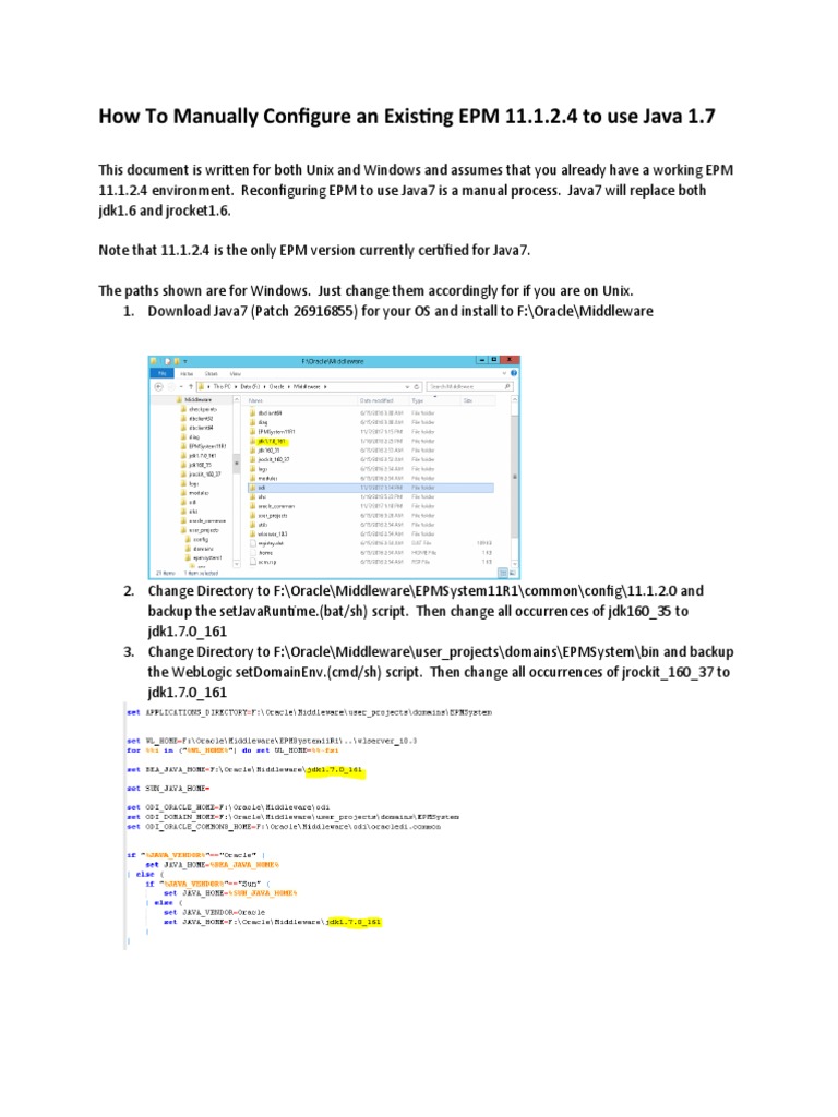 How To Manually Configure An Existing EPM 11.1.2.4 To Use Java 1.7 | PDF | Windows Registry ...