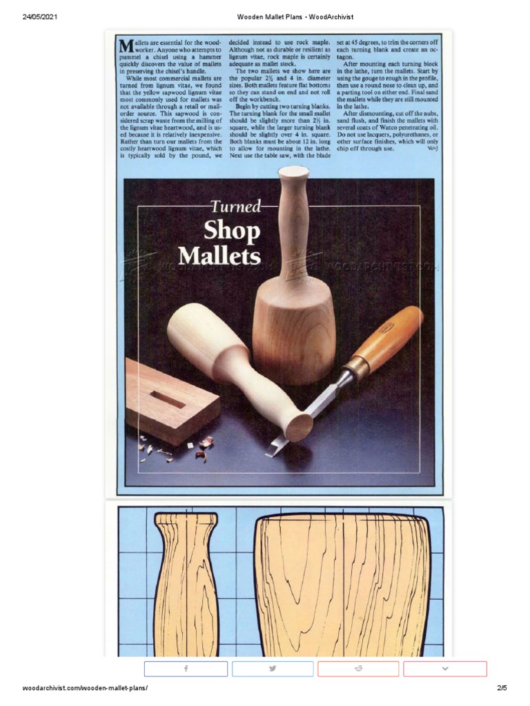 Wooden Mallet Plans 2 - WoodArchivist | PDF | Woodworking | Crafts ...