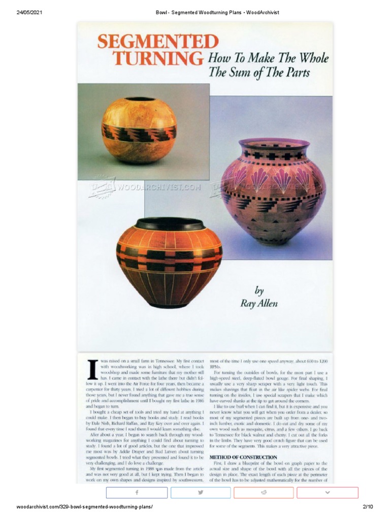 Bowl - Segmented Woodturning Plans - WoodArchivist | PDF | Woodworking ...