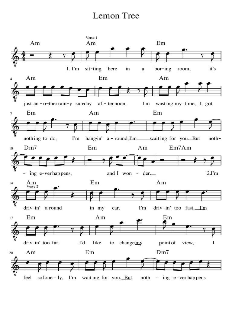 Lemon Tree: Am Am em | PDF