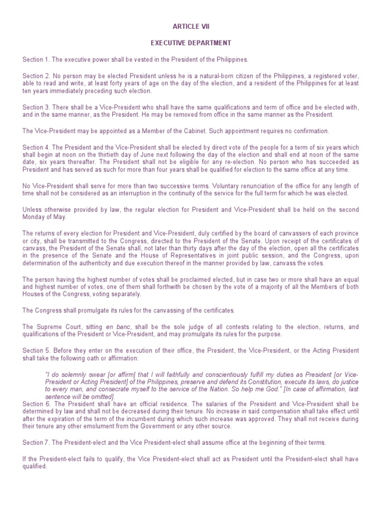 Article Vii Executive | PDF