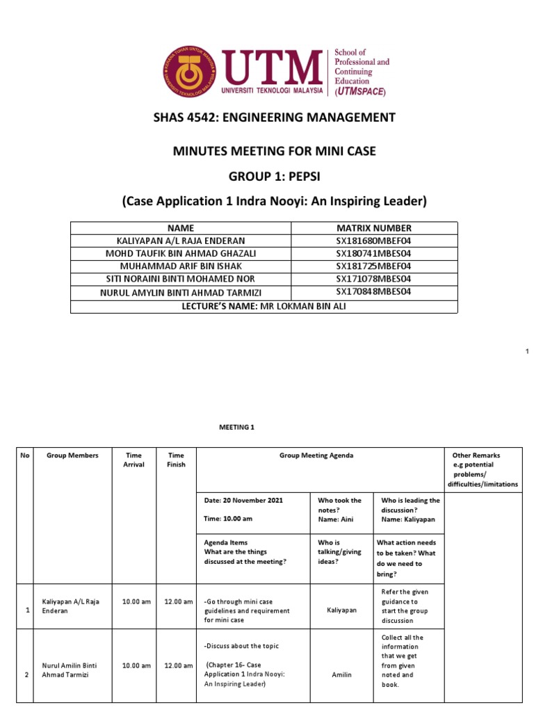 Mini Case Meeting Minutes Summary | PDF | Communication | Computing