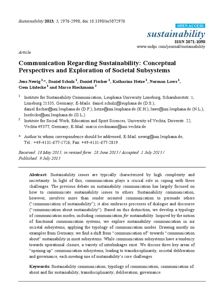 Newig Et Al 2013 | PDF | Sustainability | Communication