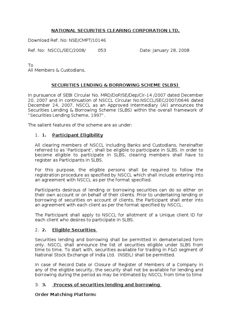 National Securities Clearing Corporation LTD | PDF | Margin (Finance ...