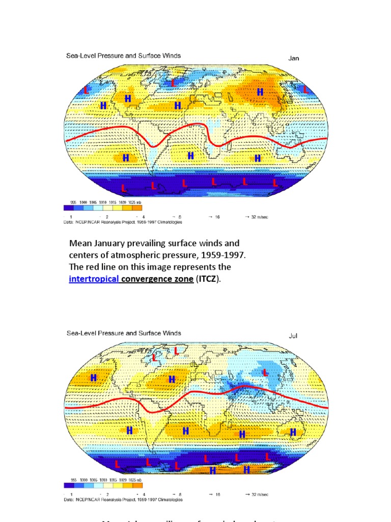Mean January Prevailing Surface Winds and Centers of Atmospheric ...