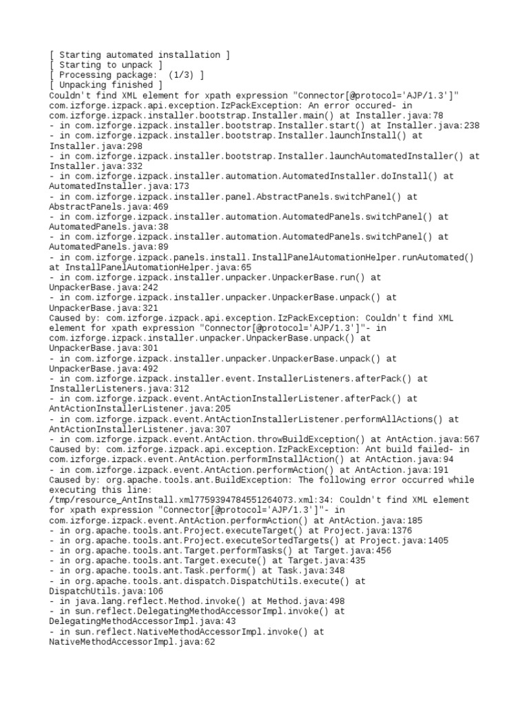 IzPack Installation Error: AJP Connector Missing | PDF | X Path | Java (Programming Language)