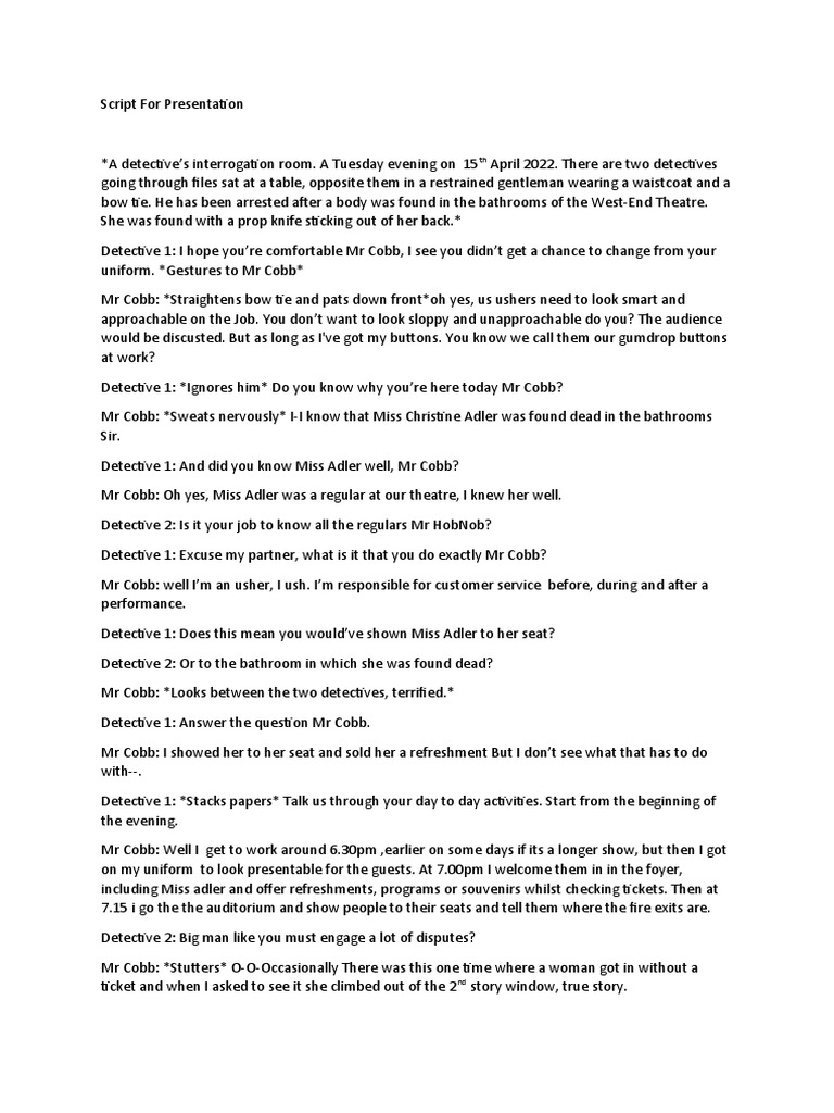 Script For Presentation | PDF