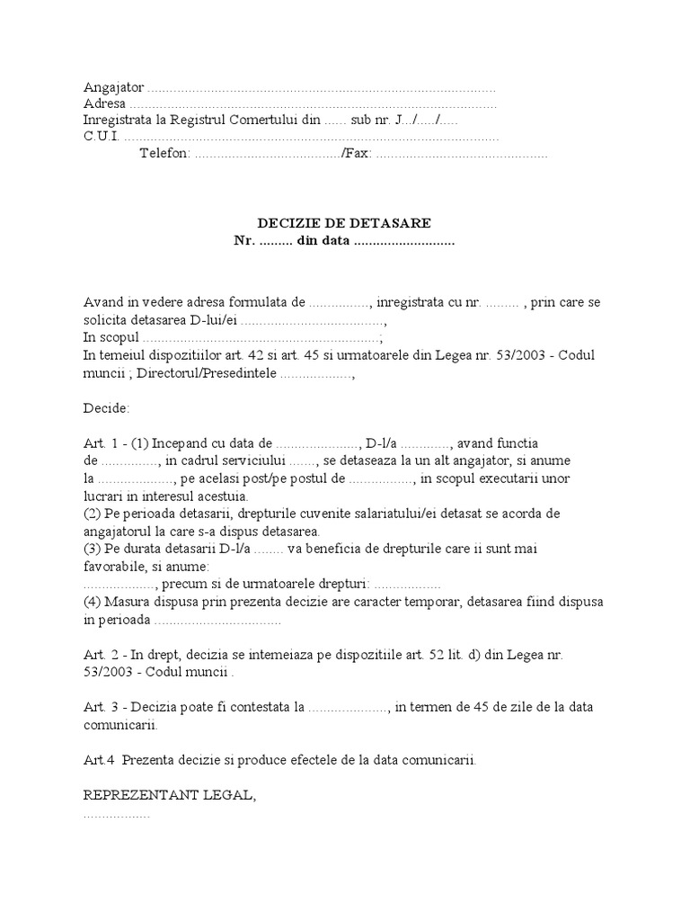 Decizie Detasare | PDF