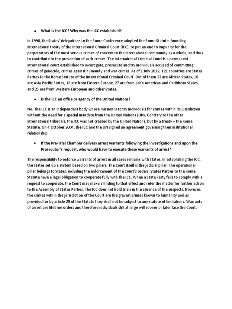 ICC Work Sheet | PDF | International Criminal Court | Common Law