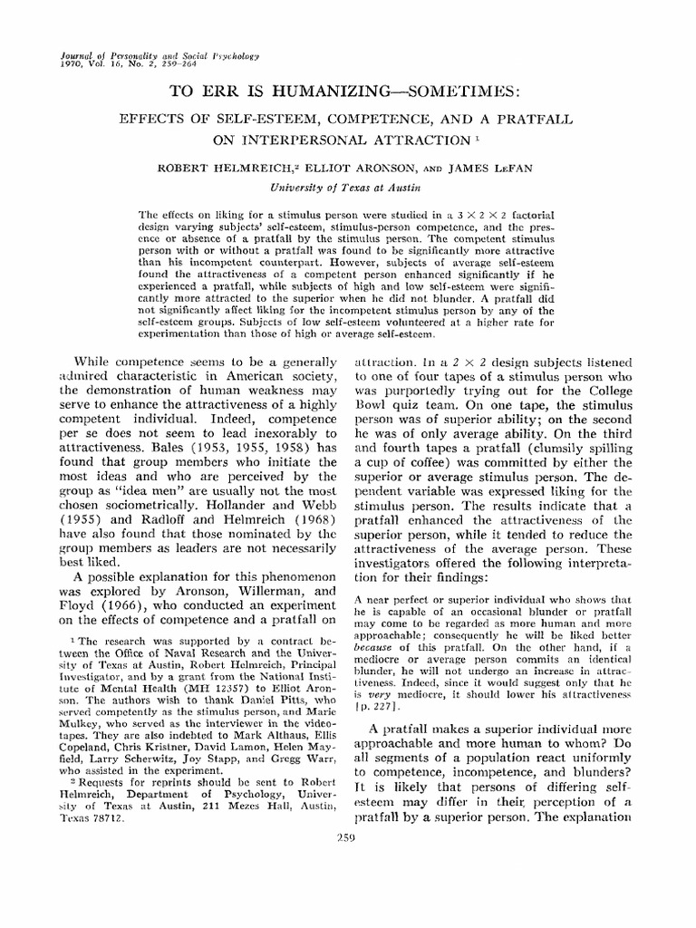 To Err Is Humanizing-Sometimes:: University of Texas at Austin | PDF ...