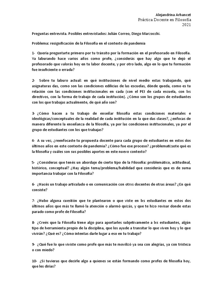 Entrevista PrácticaDocente | PDF | Cognición