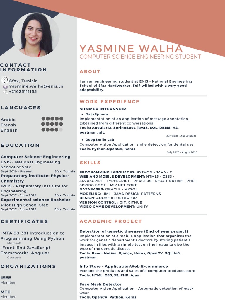 Yasmine Walha: Computer Science Engineering Student | PDF | Databases ...