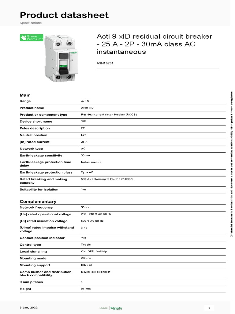 Acti 9 Xid and Id 125 Rccbs - A9n16201 | PDF | Alternating Current ...