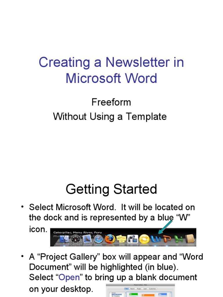 Creating A Newsletter in Microsoft Word: Freeform Without Using A ...