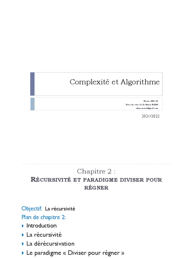 Chapitre2 Récursivité | PDF | Programmation informatique | Informatique