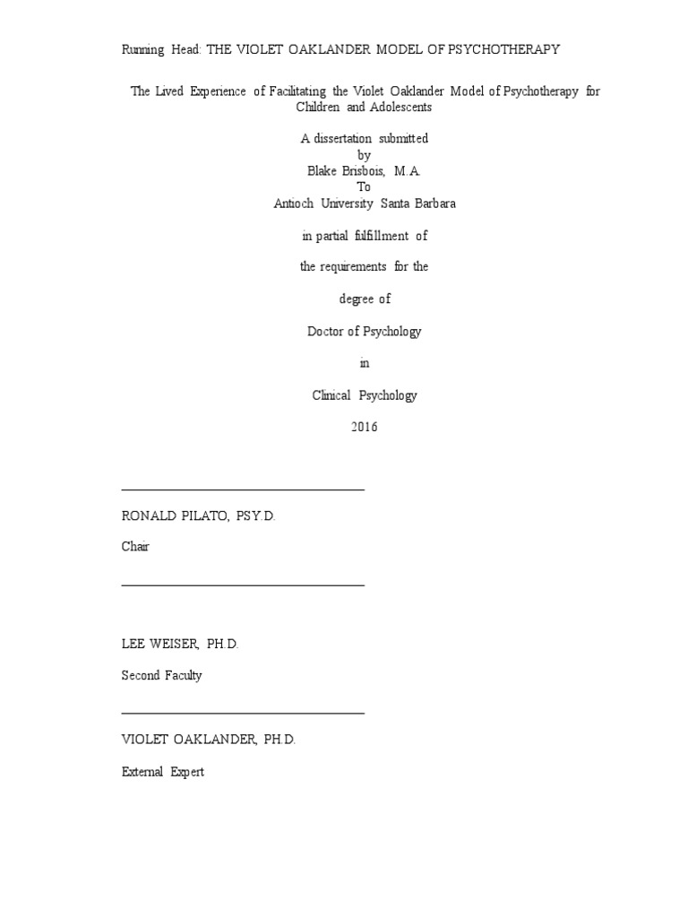 Violet Oaklander MOdel | PDF | Psychotherapy | Cognitive Behavioral Therapy