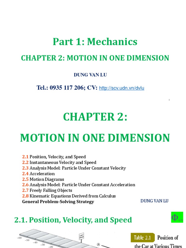 Physics: Motion in One Dimension | PDF | Velocity | Speed
