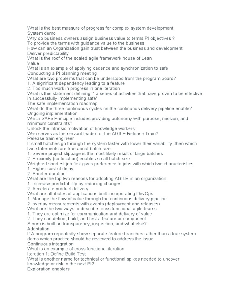 SAFE Quizlet Antwoorden | PDF | Agile Software Development | Scrum (Software Development)