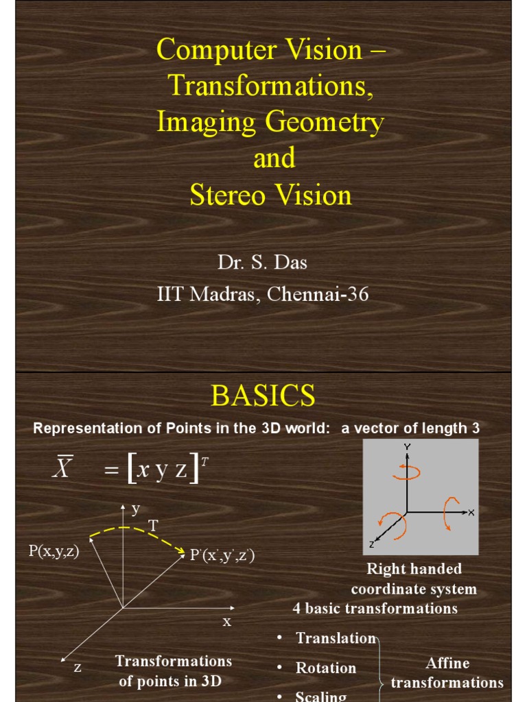 Computer Vision - Transformations, Imaging Geometry and Stereo Vision | Descargar gratis PDF ...