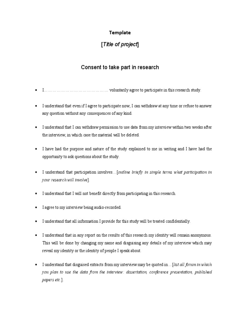 Participant Consent Form Template | PDF