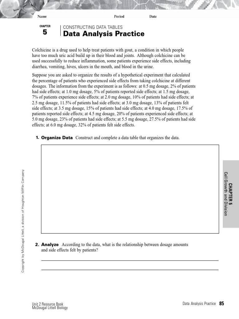 Biology - CHP 5 Practice Data Analysis | PDF | Chemistry | Dose ...