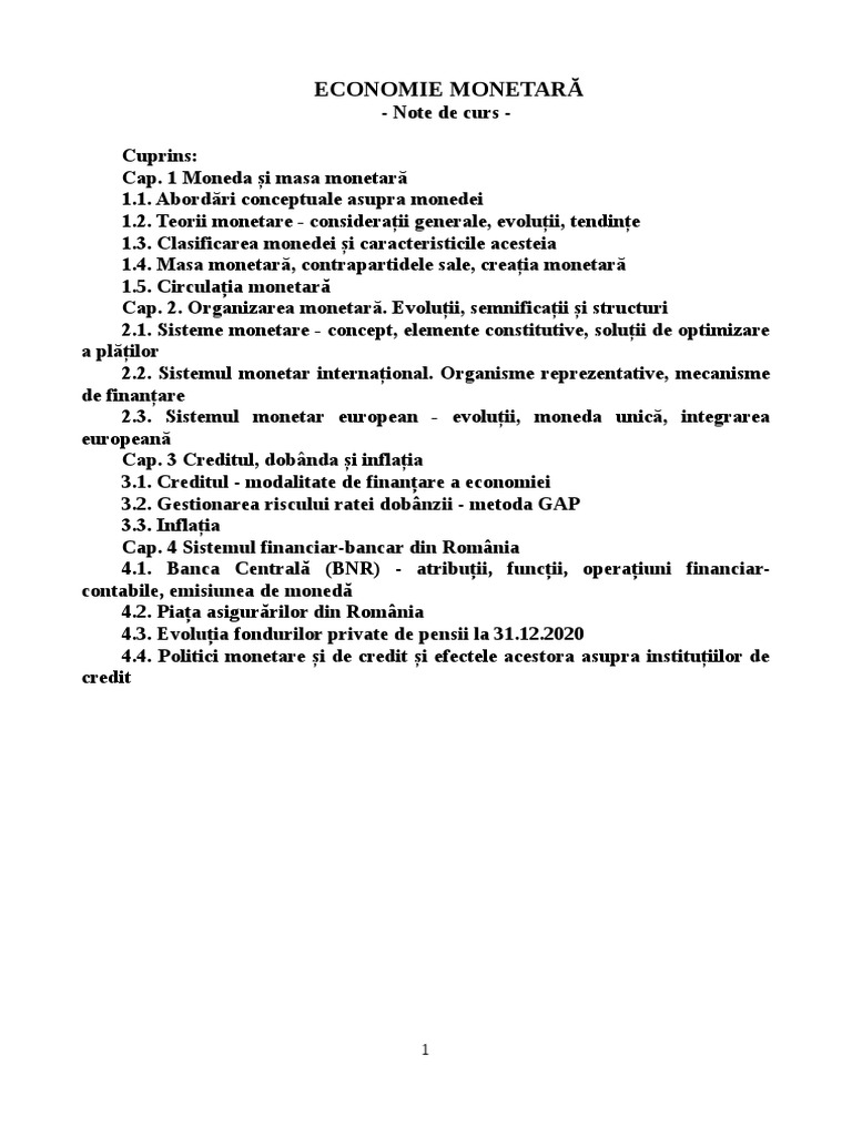 Ec. Mon - Note de Curs | PDF