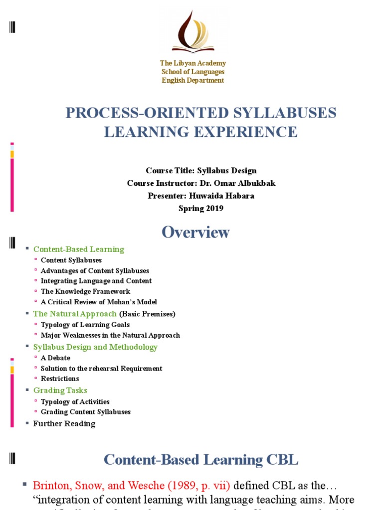 Process Orientedsyllabuses | PDF | Learning | Design