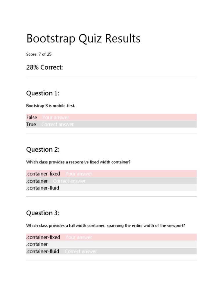 Bootstrap Quiz Results Title | PDF | Graphical User Interfaces | Computing