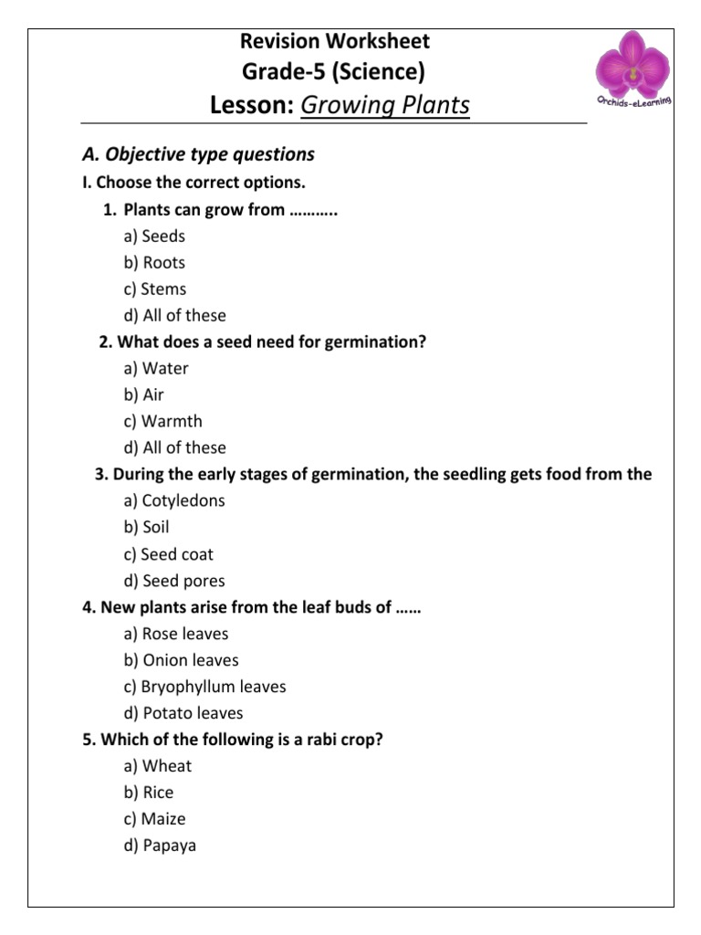 Lesson: Growing Plants: Grade-5 (Science) | PDF | Seed | Germination