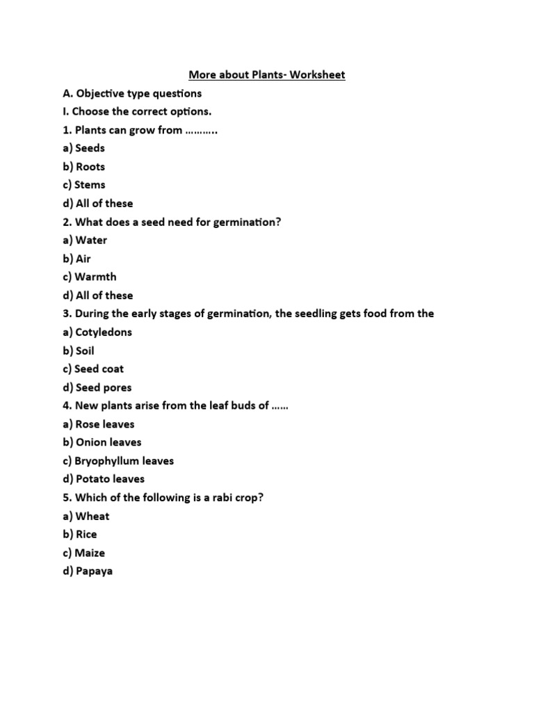 More About Plants All Questions 2 | PDF