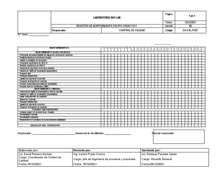 Mantenimiento Cobas C311 - Registro 2021 | PDF | Informática