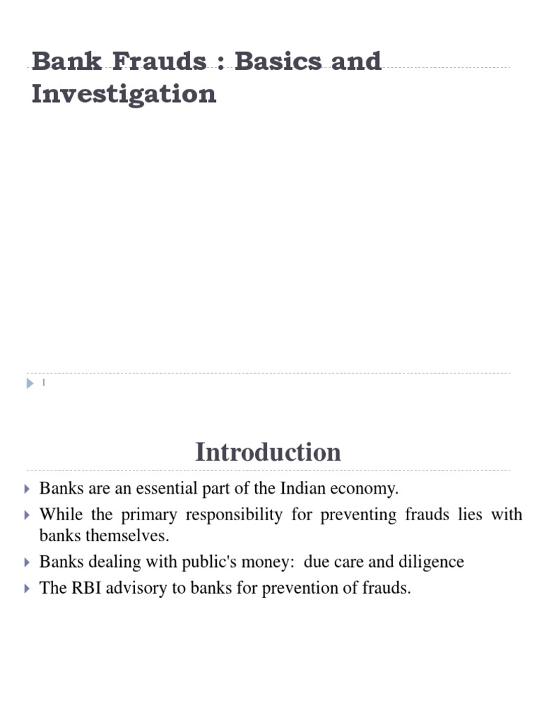 BANK FRAUD INVESTIGATION PPT Final | PDF | Banks | Fraud