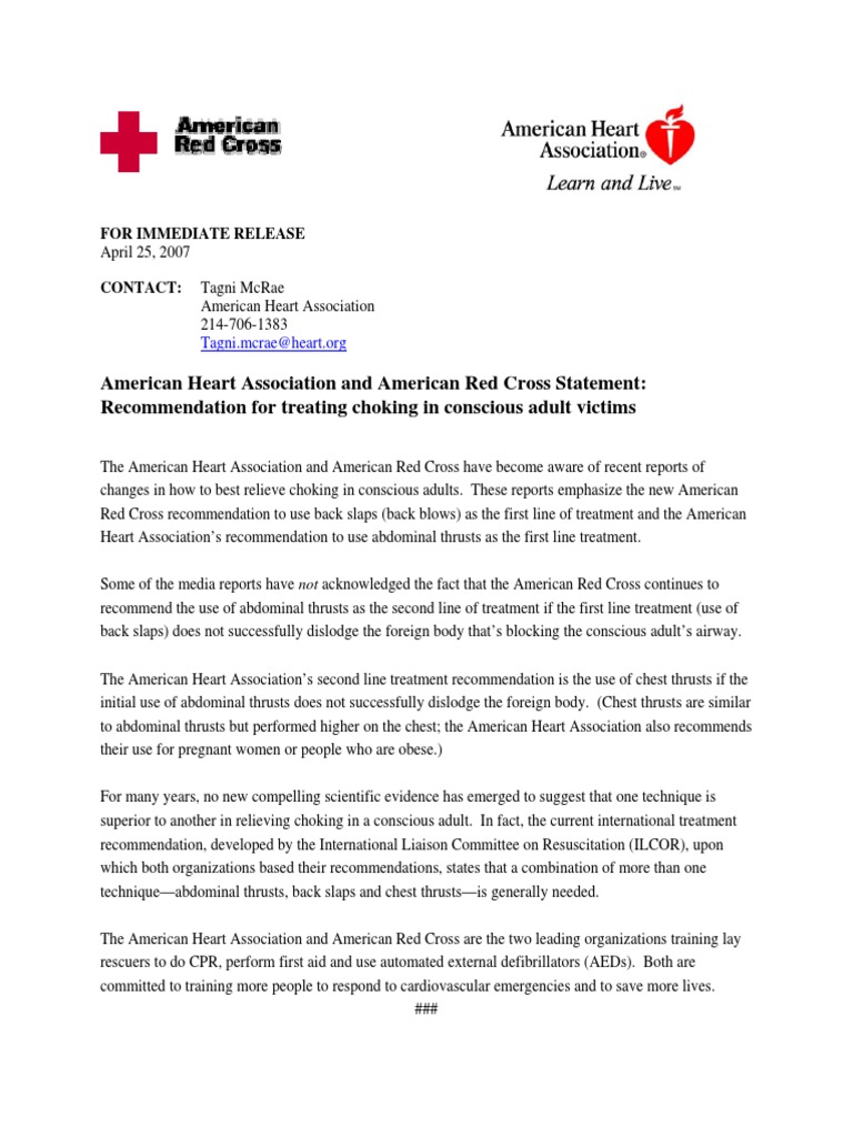 4/11/07 Joint Statement Re: Choking Rescue Recommendations Issued by ...