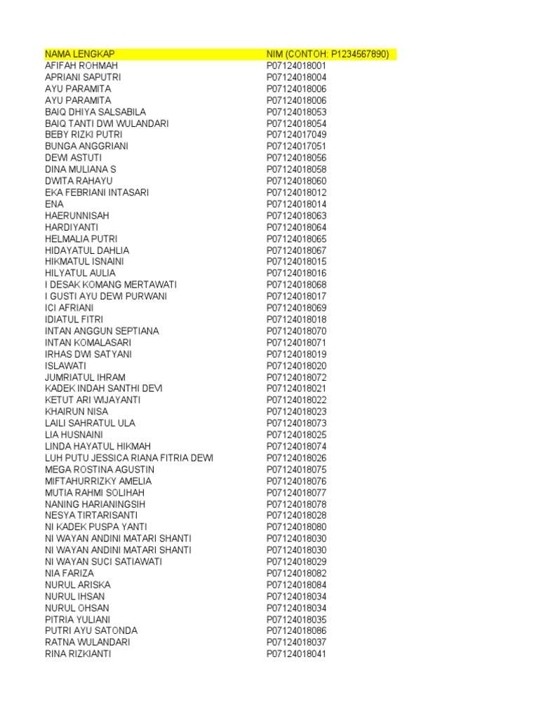 Form Data Identitas Mahasiswa 5 Mei 2021 | PDF