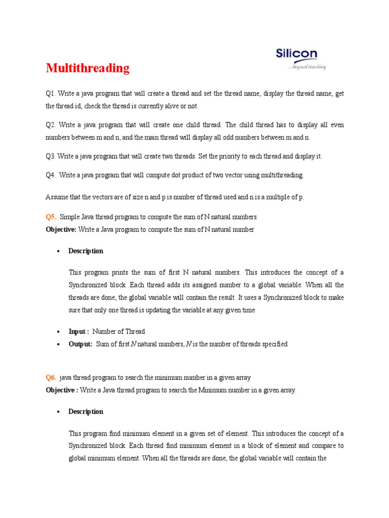 Java MultiThreading | PDF | Thread (Computing) | Matrix (Mathematics)