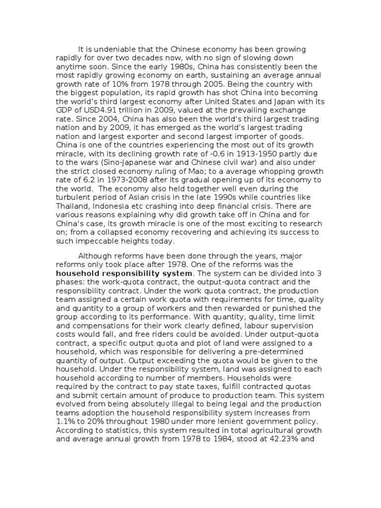 Household Responsibility System. The System Can Be Divided Into 3 ...