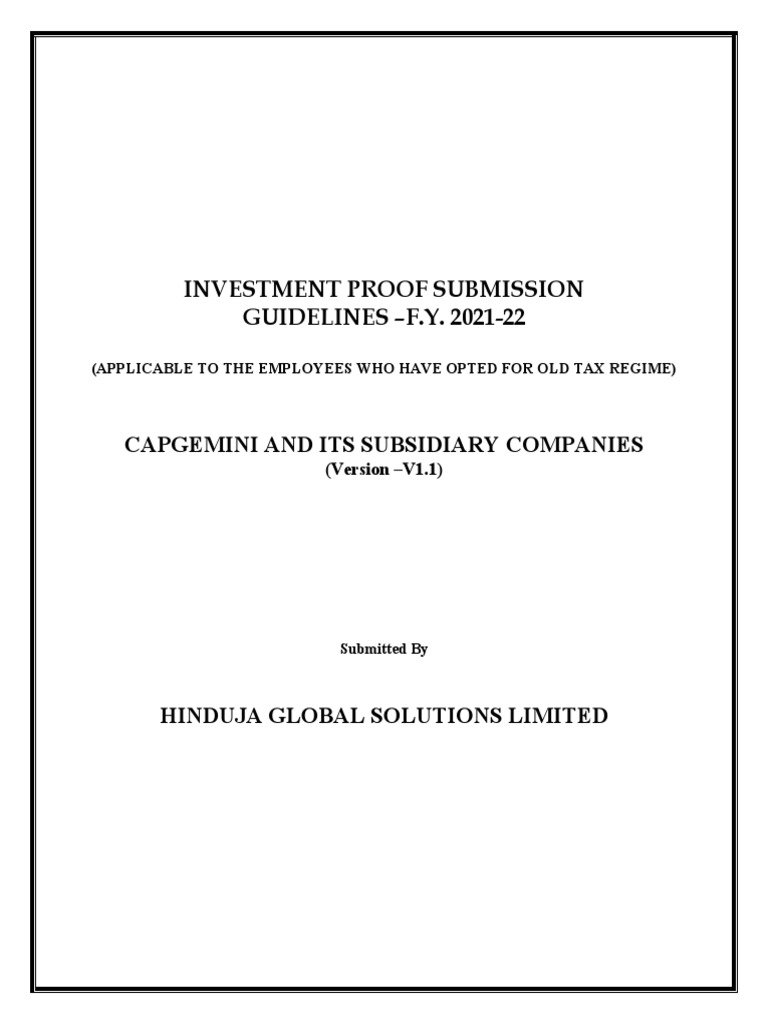 HGS-Investment Proof Guidelines FY2021-22 V1.1 | PDF | Loans | Insurance