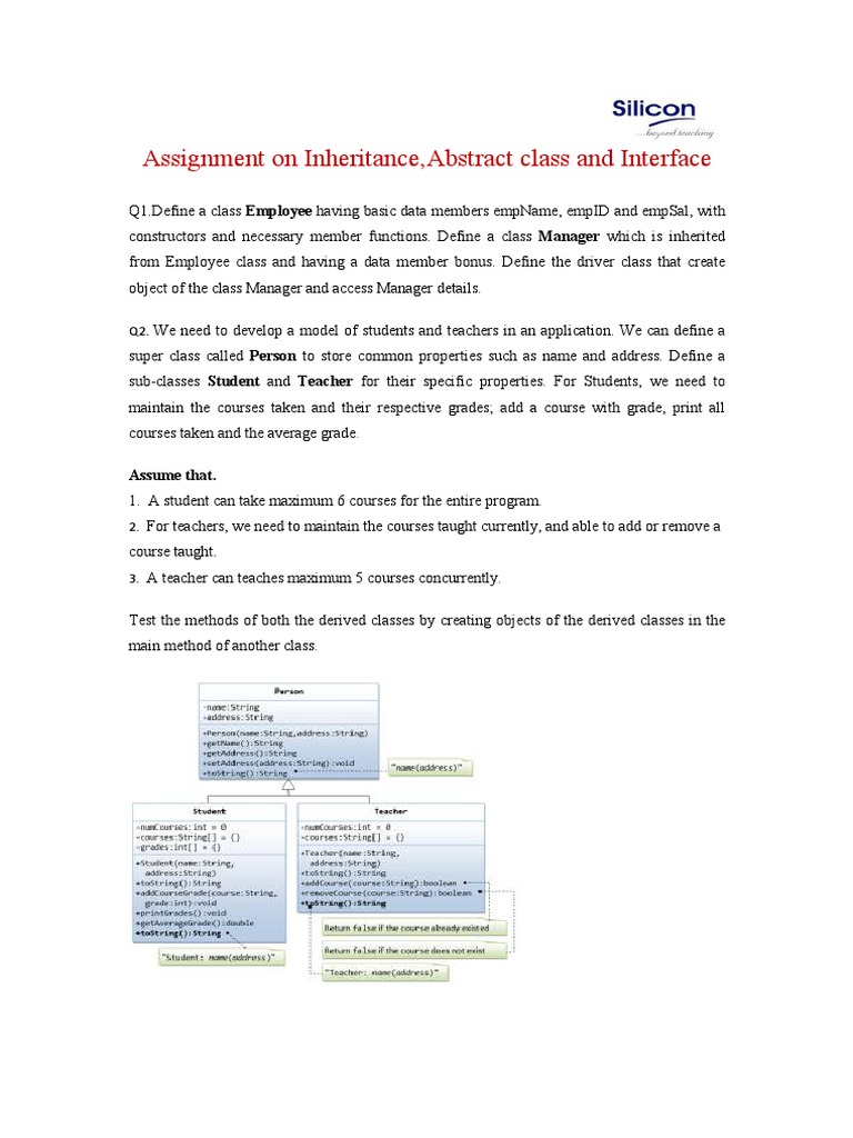 Assignment On Java Inheritance | Download Free PDF | Method (Computer ...