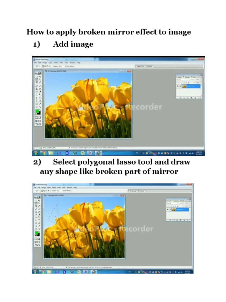 How To Apply Broken Mirror Effect To Image 1) Add Image | PDF | Computers